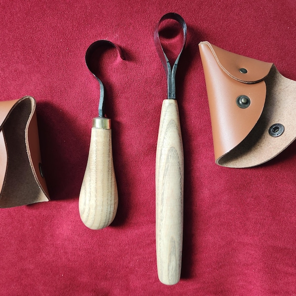 Curved Adze With Leather Case. Wood Carving Tool. Camping Axe ...