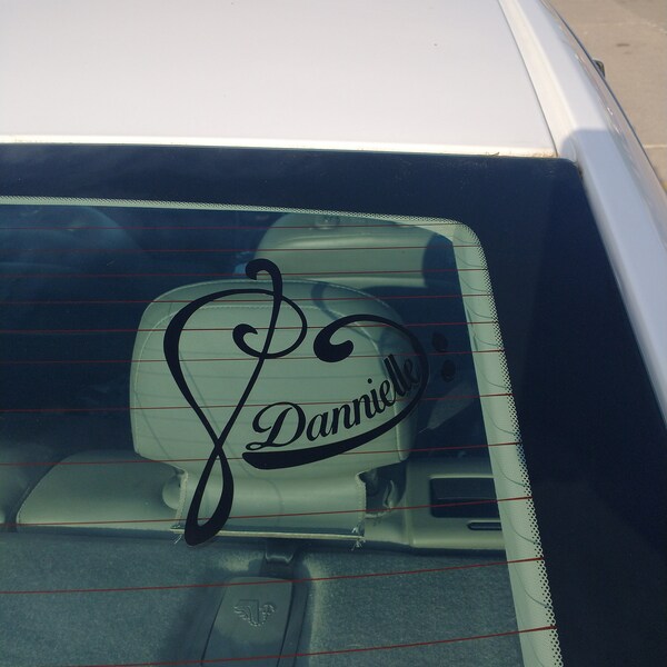 Music Note Heart Decal, Personalized Music Note Decal, Music Note Car ...