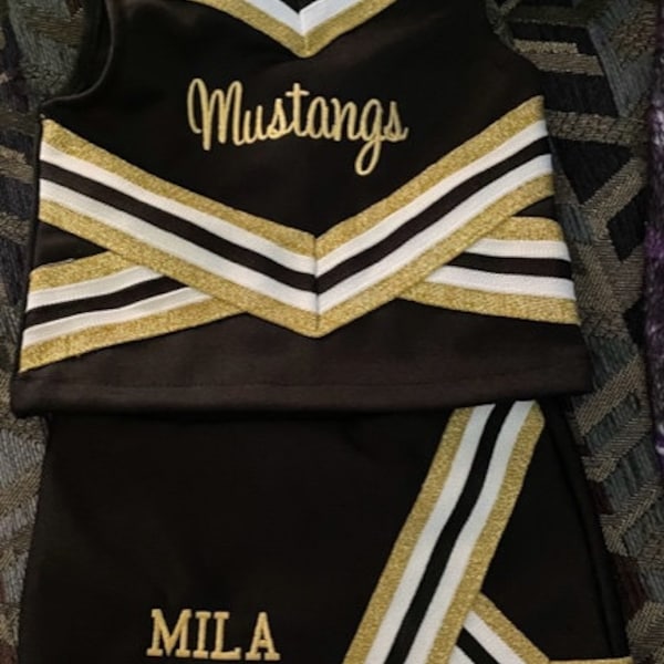 Gold & Black Cheer Uniform, Customized Cheerleading Uniform, Girls ...