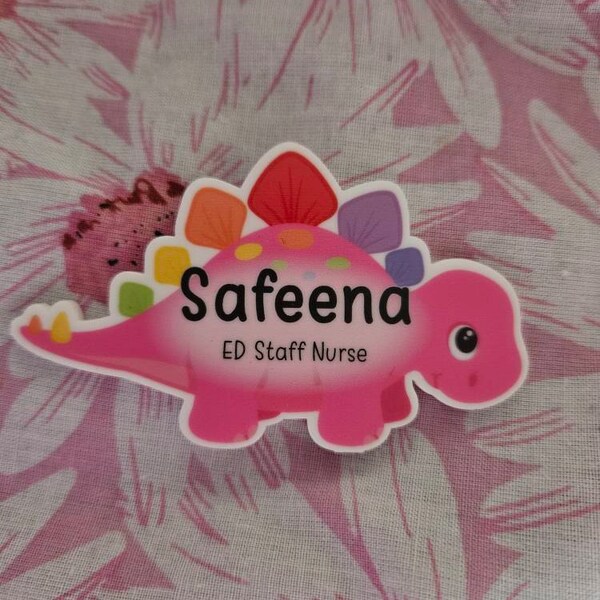 Dinosaur Shaped Name Badge, Nurse, Doctor, Student, Midwife, Hospital ...