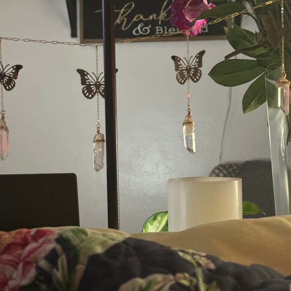 Wall Hangings/ Crystal Wall Hanging/ Wall Art/ Wall Banner/ Butterfly ...