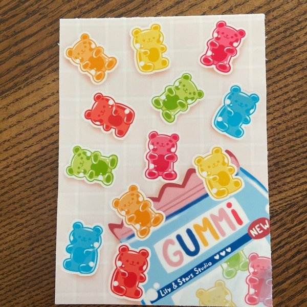 Gummy Bear Sticker Sheet • Hand Drawn • Kawaii Design • Cute Food ...