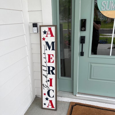 Patriotic Porch Sign Flag Porch Sign Double Sided Sign 4th of July Sign ...