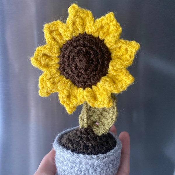 Sunflower in a Pot Crochet PATTERN, Crochet Sunflower Pattern PDF, Mini ...