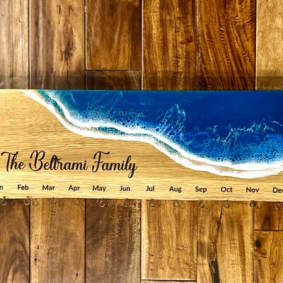 Wood Live Edge Floating Shelves With Ocean Waves Coastal Beachy Room ...