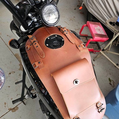 URAL Fuel Tank Gas Bags Genuine Leather With Hole for Toolbox and 2 ...
