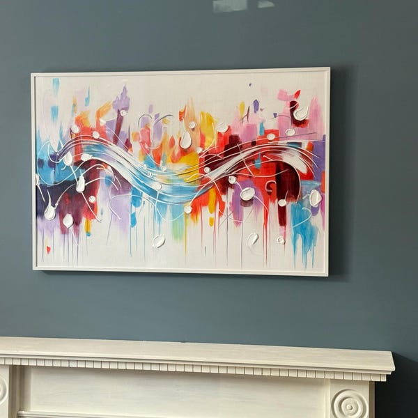 Colorful Music Symbol Oil Painting, Abstract Art Thick Paint Texture ...