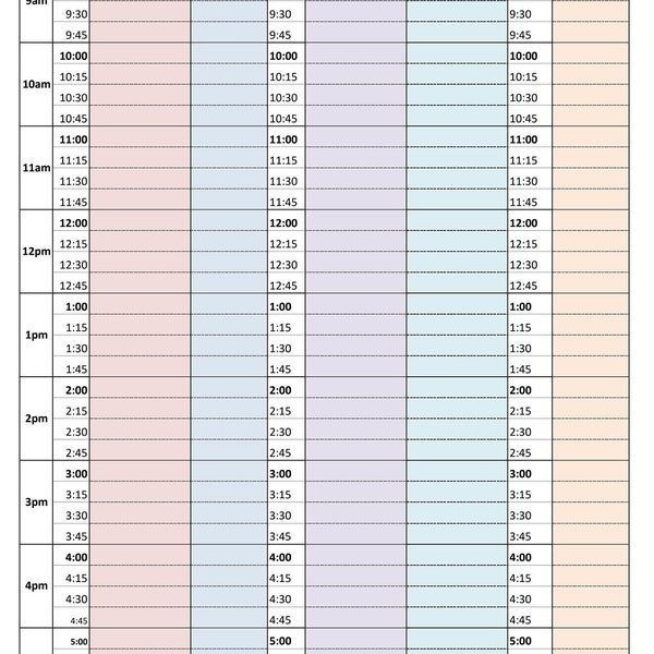 EDITABLE Weekly Planner 15 Min Interval - Weekly Hourly Calendar Agenda ...