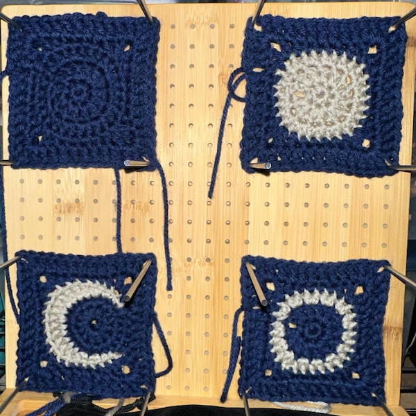 Sun and Moon Granny Square Crochet Pattern: Solar Eclipse Flower (PDF ...
