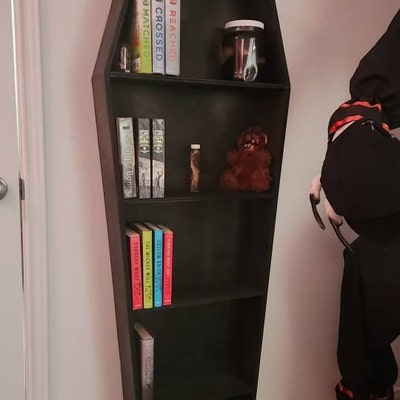 52 Inch Coffin Bookshelf, Goth, Spooky, Home Decor, Bookcase, Mystic, Gothic, Life Size, Gift ...