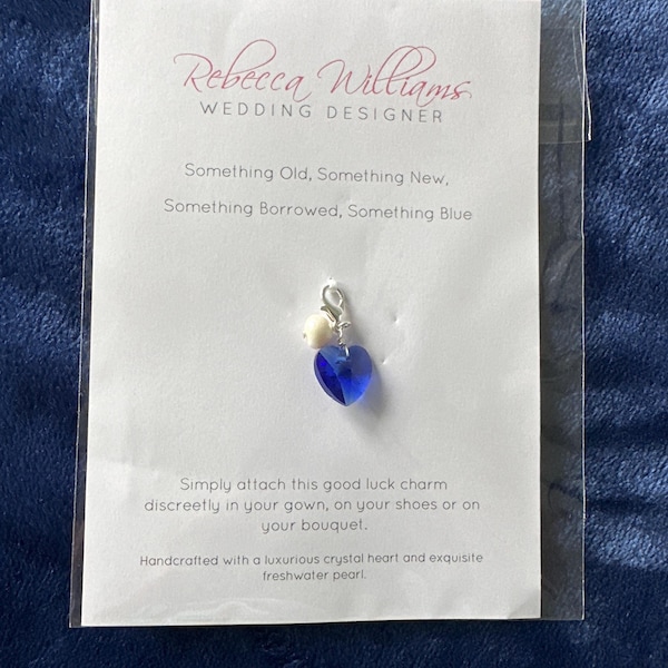 Something Blue Wedding Gift, Bouquet Charm, Crystal Heart, Something ...