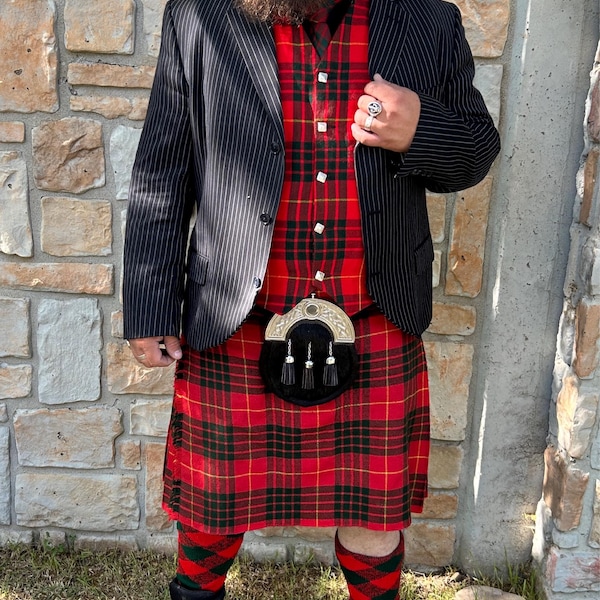 Scottish Lovat Green Kilt Vest With 5 Button - Traditional Argyle Lovat ...