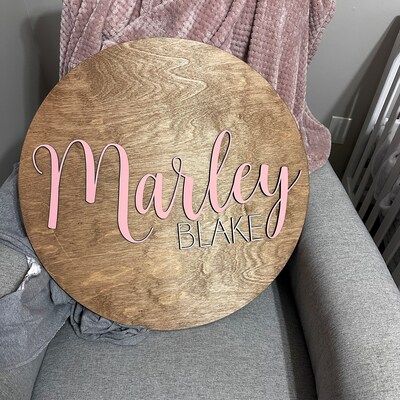 Custom Name Sign Round Baby Name Boy Nursery Sign Baby - Etsy