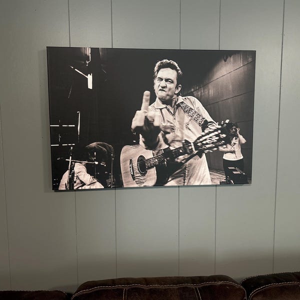 Johnny Cash Poster Middle Finger Canvas San Quentin Prison Wall Art ...
