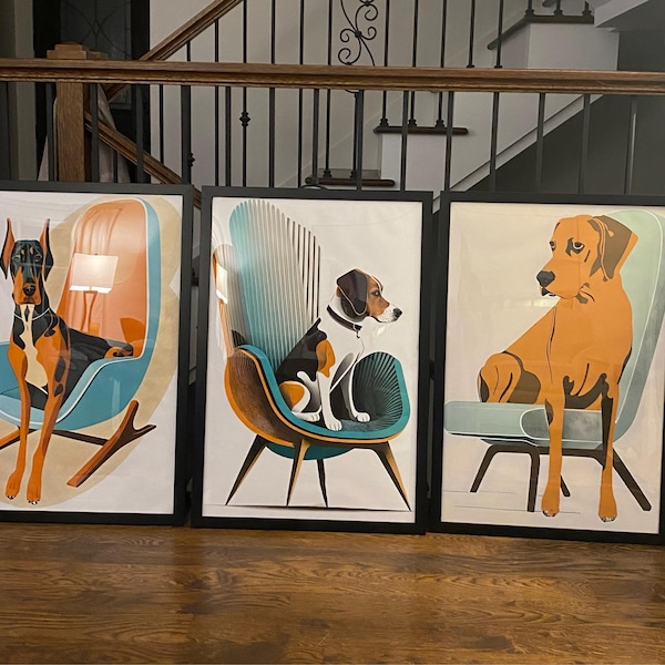 Midcentury Modern Cat, Grumpy Cat, Minimalist Cat Art, Gift for Cat ...