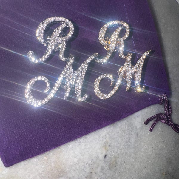 Custom Double Initials Groom Pin,bride Initial Letters Brooch Collar ...