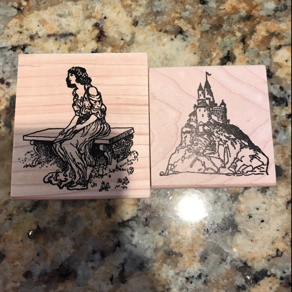 Tall Castle on Hill 908H Beeswax Rubber Stamps Architecture Unmounted ...