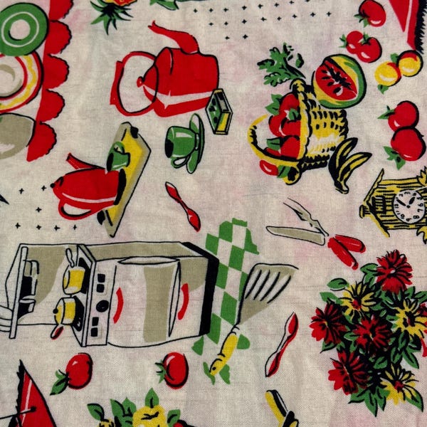 Retro Vintage Fifties Kitchen Fabric, Michael Miller, Fabric by the ...