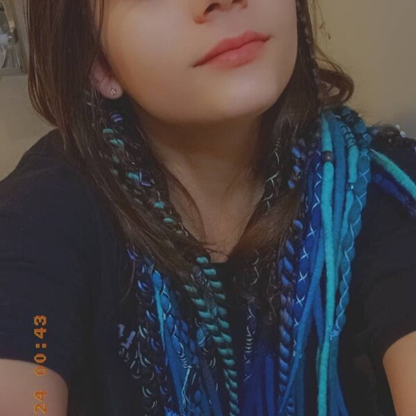 Wool Dreadlocks Ombre Shades of Brown on Blue, Sky Blue, Mint +braids ...