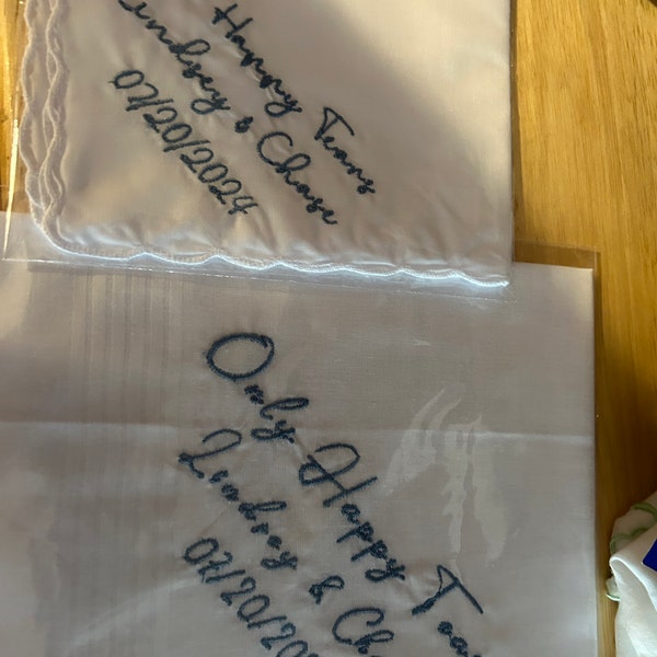 Only Happy Tears- Wedding Handkerchief- Embroidered in Your Choice of ...