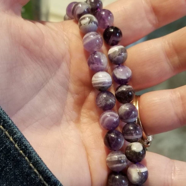 Chevron Amethyst Smooth Round Beads 4mm 6mm 8mm 10mm 12mm Approx 15.5 ...