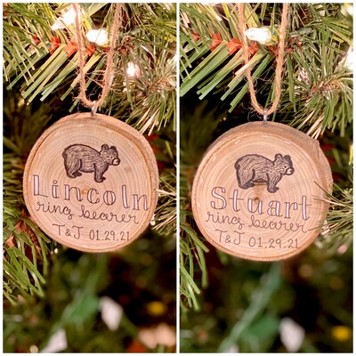 Custom Name Ring Bearer Christmas Tree Ornament / Rustic - Etsy