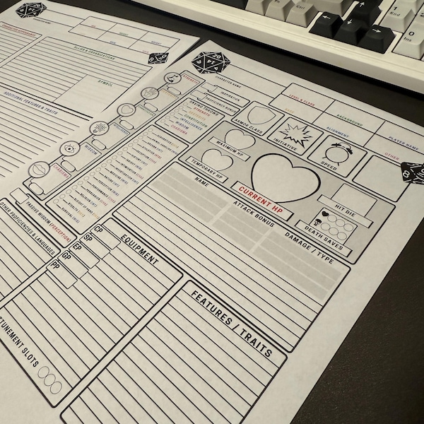 DND Dyslexia Character Sheet - PDF Printable File - Digital Download - Etsy