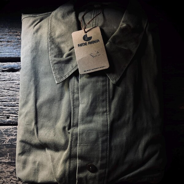 Vintage 1960s French Army Green Canvas Raincoat - Etsy