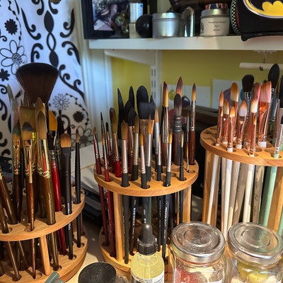Rotating Paint Brush Holder Set, Handmade Paintbrush Holders - Etsy