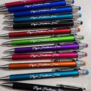 12 Custom Printed Bright Lights Imprinted Pens Personalized. Stylus ...