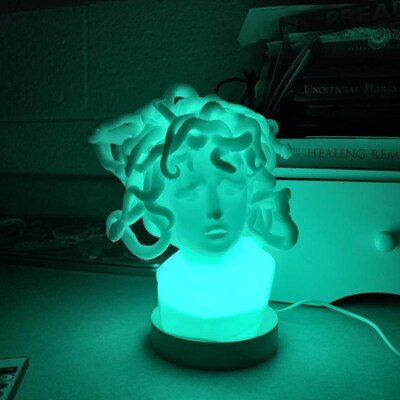 Medusa Bust Lamp, Mythology, RGB Light, Color Changing, Gaming Decor ...