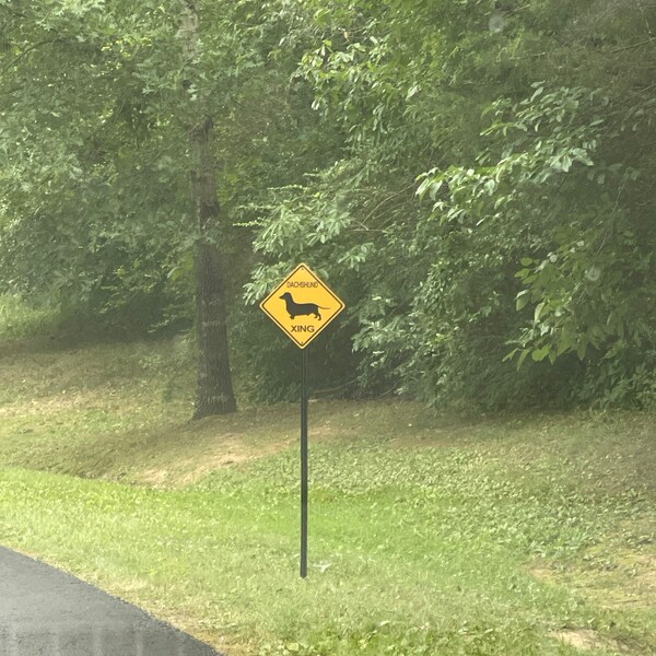DACHSHUND Xing Metal Caution Yellow Dog Crossing Sign 6"x6" or 12"x12 ...