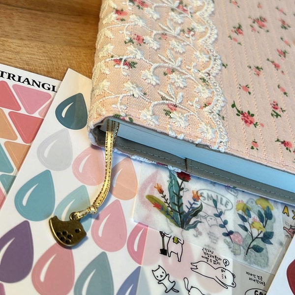 Pink Flower Lace Notebook Original Fabric Journal A5 A6 Handmade Floral ...