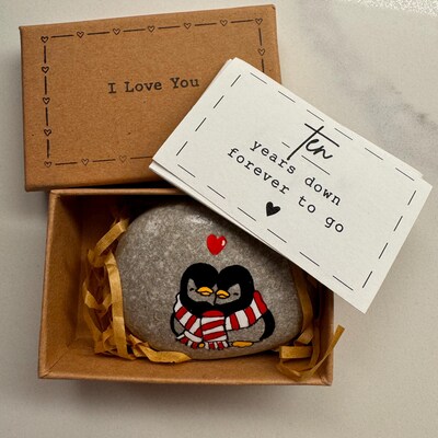 Penguin Pebble Romantic Gift for Girlfriend Boyfriend Small Anniversary ...
