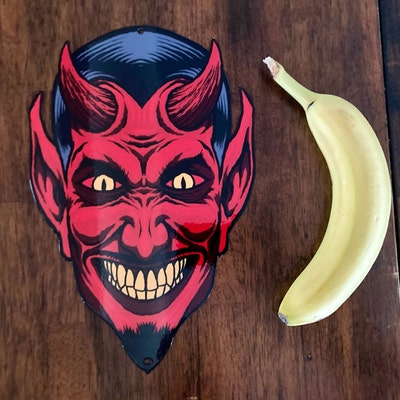 Devil Head Metal Sign - Etsy