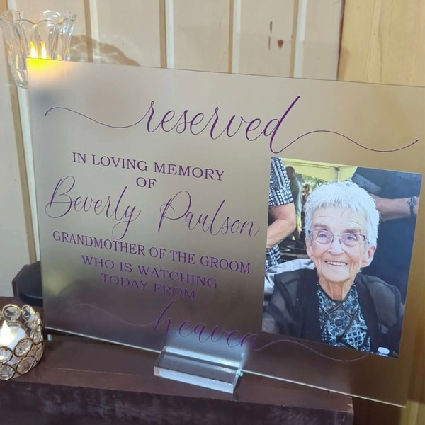 Reserved Acrylic Memorial Sign, Acrylic Memorial Sign, Frosted Acrylic ...