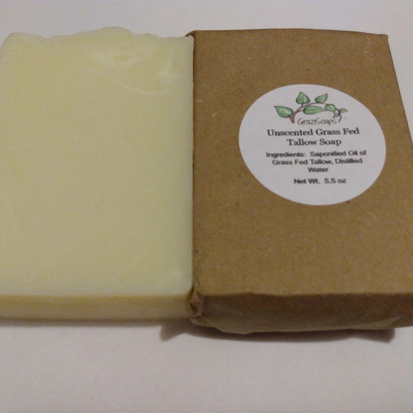 Grass Fed Tallow Soap Unscented Cold Process 100 Tallow 5 5 6 0 Oz