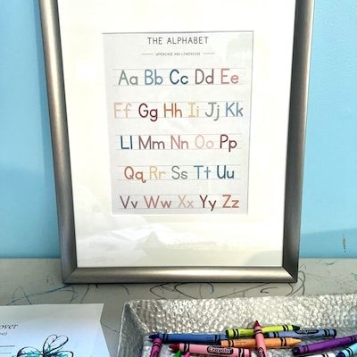 Rainbow Alphabet Poster, Handwriting Chart Print, Educational Wall Art ...