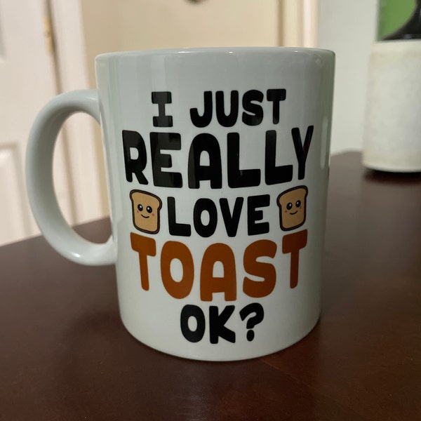 Kawaii Toast Mug for Toast Lovers - Cute Toast Gift Mug - I Love Toast ...