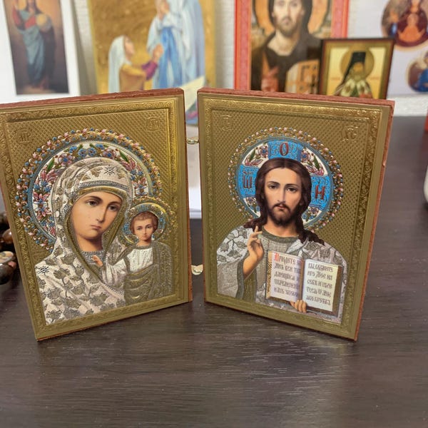 Folding Icon | Double Icon | Jesus Christ Mother of God | Orthodox Icon ...