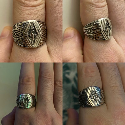 Sterling Silver Imperium Dragon Ring With Runes, Daedric Artifact ...