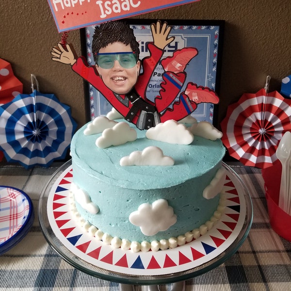 Indoor Skydiving Cake Topper, Parachuting Birthday Party Cake Topper ...
