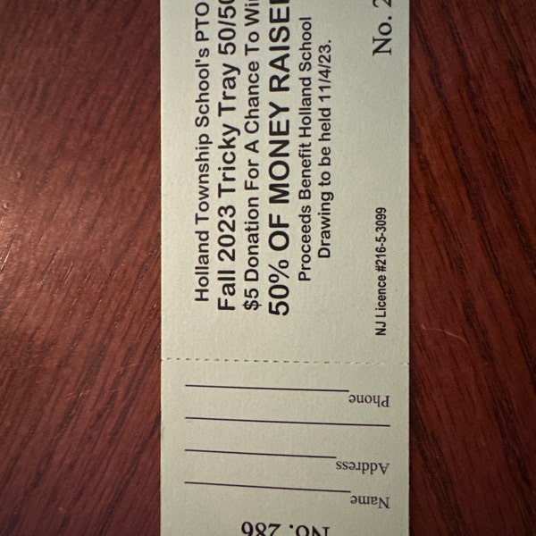 Custom Printed Raffle Tickets for Your Fundraiser! Your Choice of Card ...