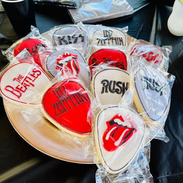 24 Large Guitar Picks Rock Band Name Custom Cookies, Personalized ...