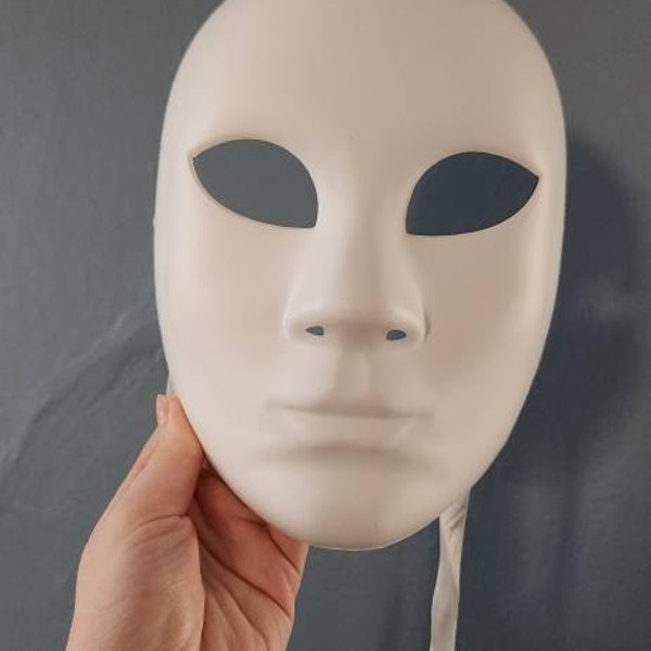 White Full Face Costume Mask, Cosplay Mask, DIY Mask, White Blank Mask ...