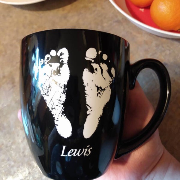 Personalized Foot Print Mug, Foot Print Coffee Mug, Actual Footprint ...