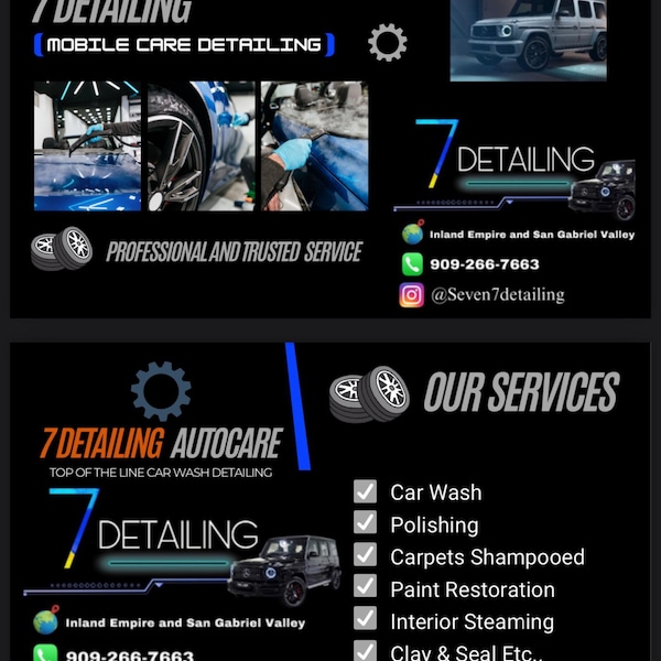 Auto Detailing Business Cards, DIY Canva Business Card Template Design ...