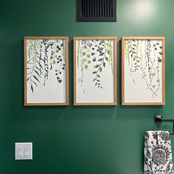 Botanical Wall Art Set | Watercolor Botanical Wood Print | Framed ...