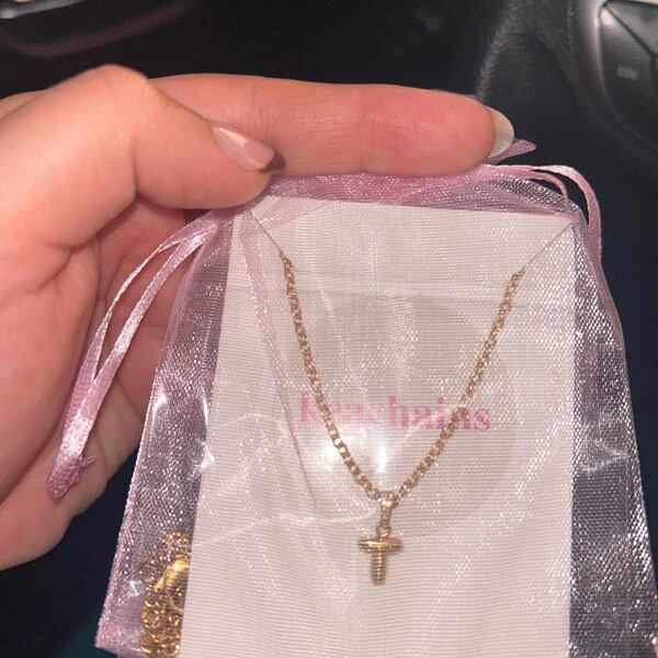 Puffy Initial Mini Bubble Letter Gold Filled Chain Necklace Stainless ...