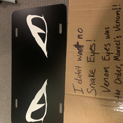 Venom Eyes License Plate Evil Villain Aluminum Black and White Vanity ...